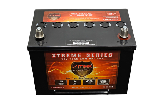 VMAX XTR34R-75-SAE 12V BCI Group 34R AGM SLD Car Audio Battery Replaces ...