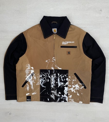 Rare Carhartt X Outbreak Festival Hand Painted Detroit Jacket Beige ...