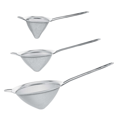 U.S. Kitchen Fine Twill Mesh Stainless Steel Conical Strainer Set 3 4 5 ...