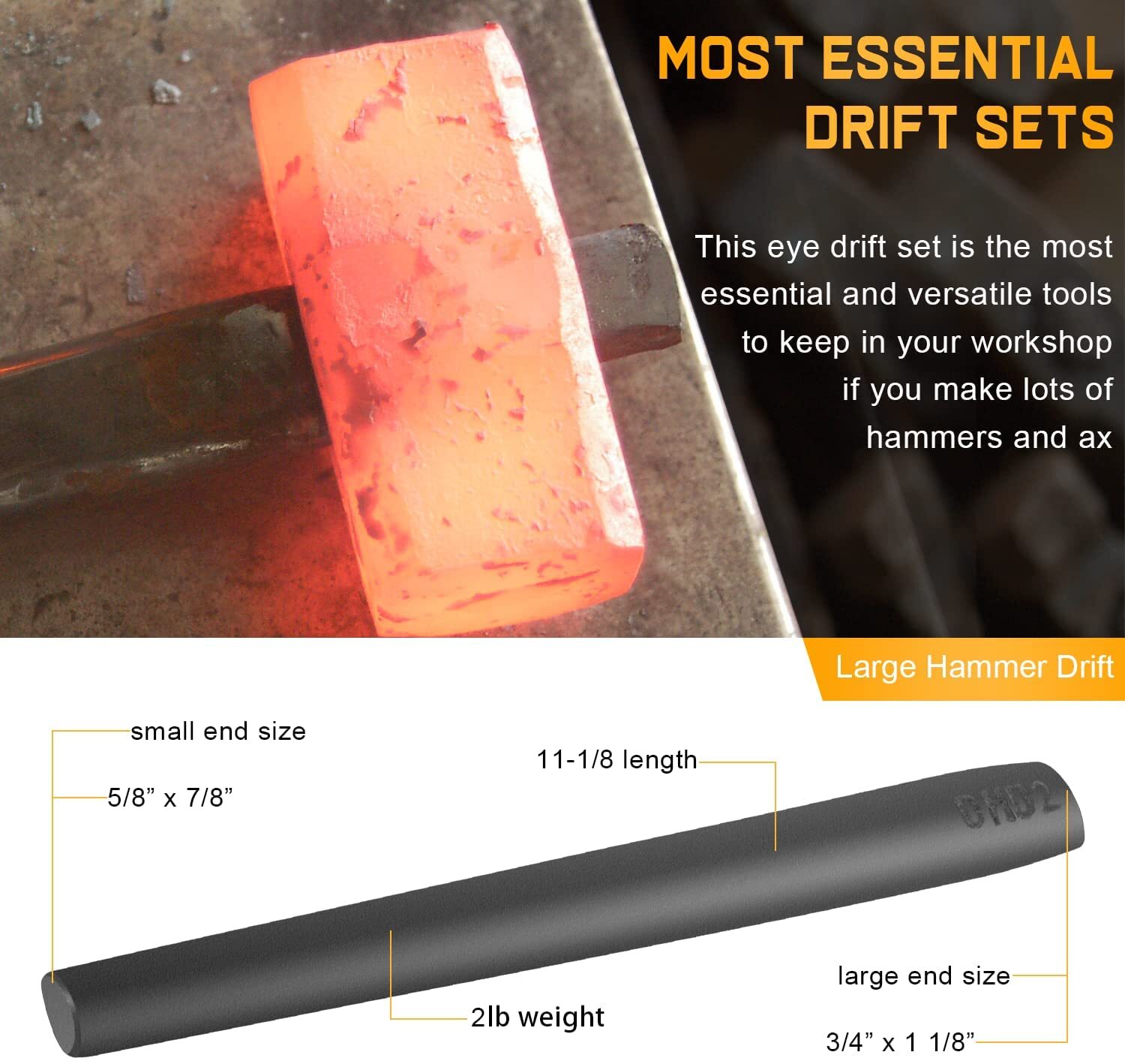 Blacksmith Knifemakers Tomahawk & Large Hammer & Mouse ax Drift Set 3 ...