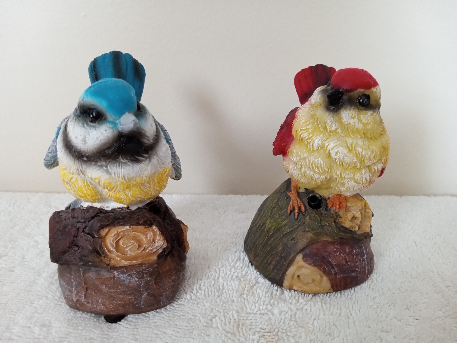 2 Singing Bird On Stump Motion Activated With Lights Bluebird Cardinal ...
