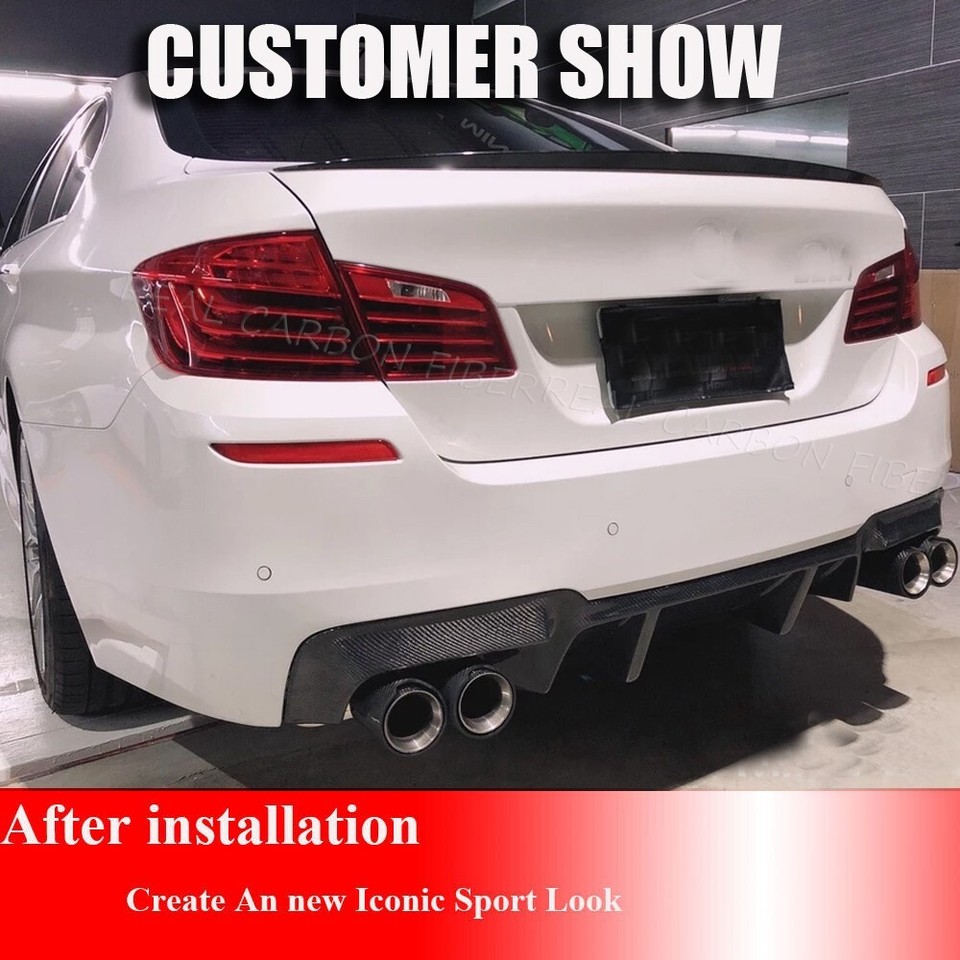 REAL CARBON Rear Bumper Lip Diffuser For BMW F10 528i 530i 550i M-Sport ...