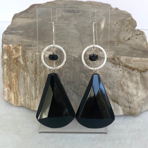 Deb Guyot Sterling Silver 925 Faceted Teardrop Black Tourmaline Dangle ...
