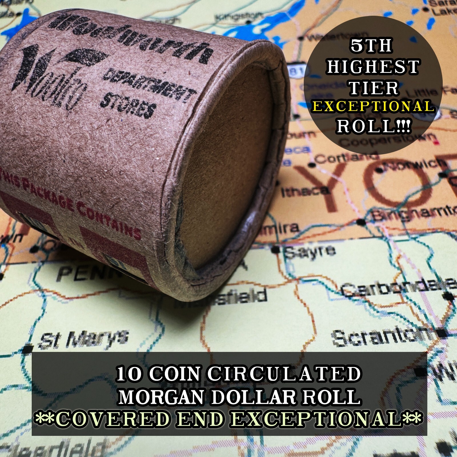 Circulated Morgan Silver $1 - 10 Coin Roll - Exceptional- Woolworth ...