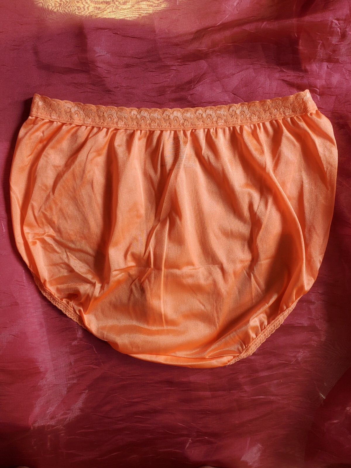 Vtg Sheer Panties Shiny Silky Lace Nylon Gusset Sz 8XL Sissy Sexy ...
