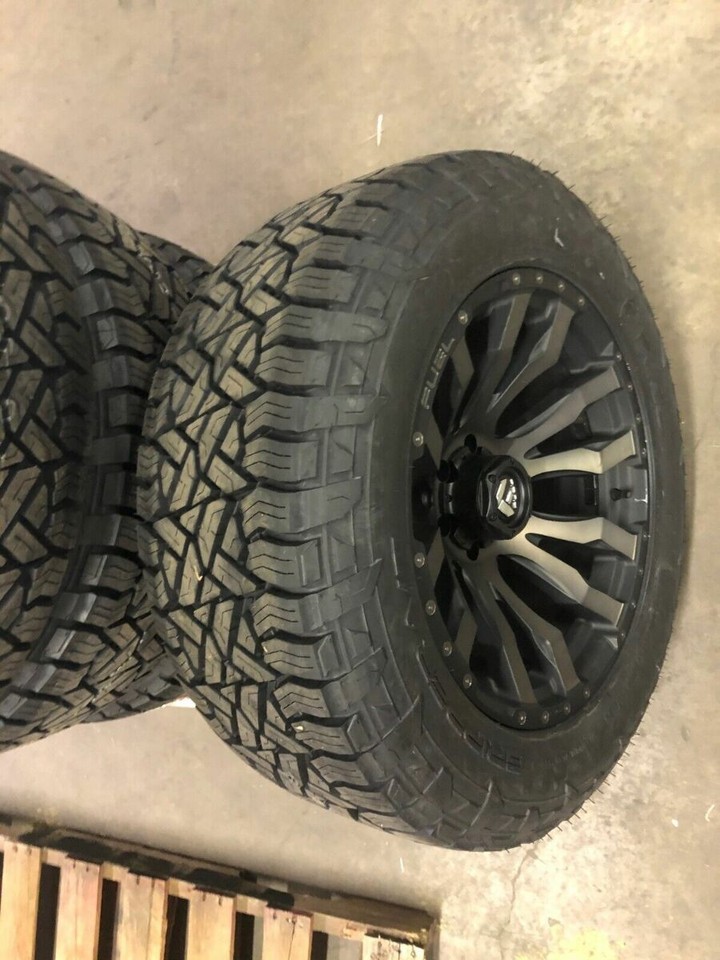 20x10 Fuel D674 Blitz Black DDT Wheels Rims 33" AT Tires 5x5 Jeep ...