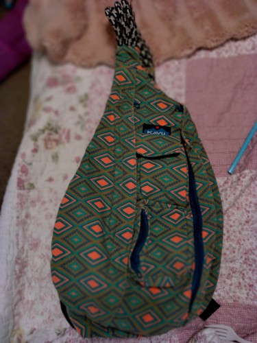 KAVU Aztec Rope Shoulder Sling Bag Blue Zippers | eBay