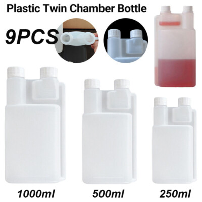 3Sizes Plastic Twin Chamber Bottle &Tamper Evident Cap Chemical Bottle ...