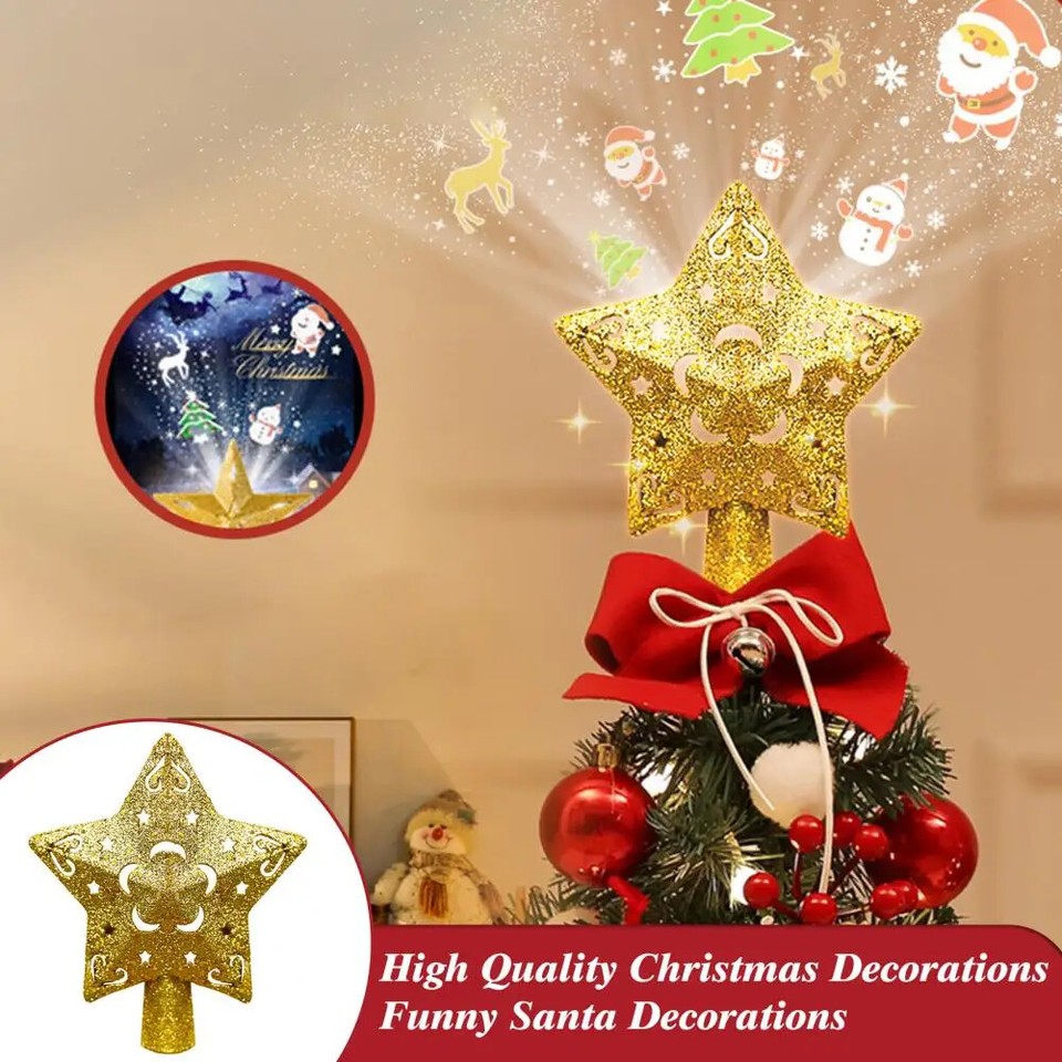 Christmas Star Tree Topper Lighted with Projector Tree Toppers ...