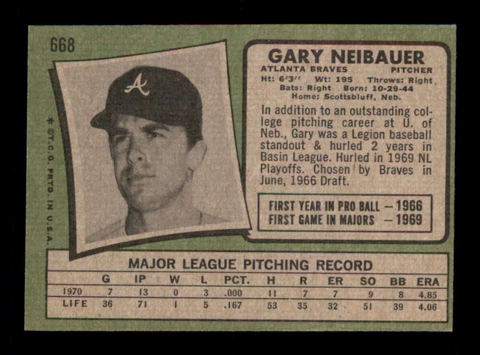 1971 Topps #668 Gary Neibauer EXMT/EXMT+ X3155349 | eBay
