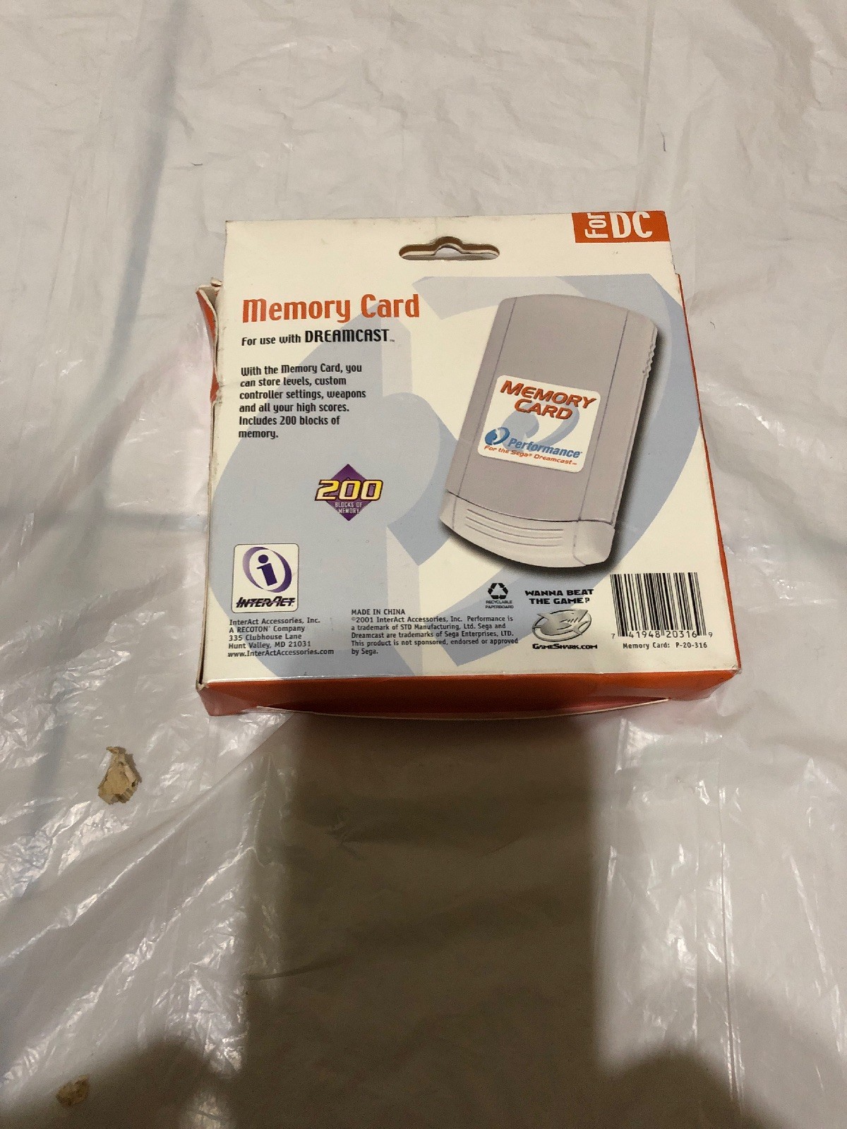 Memory Card by Performance for Sega Dreamcast Console Video Game System ...