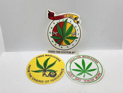 Vintage Lot of 3 Legalize Free Marijuana Stickers 4.5" Diameter Pot ...