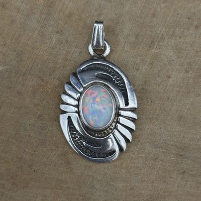 Vintage Native Navajo Sterling Silver Opal Pendant Rare | eBay
