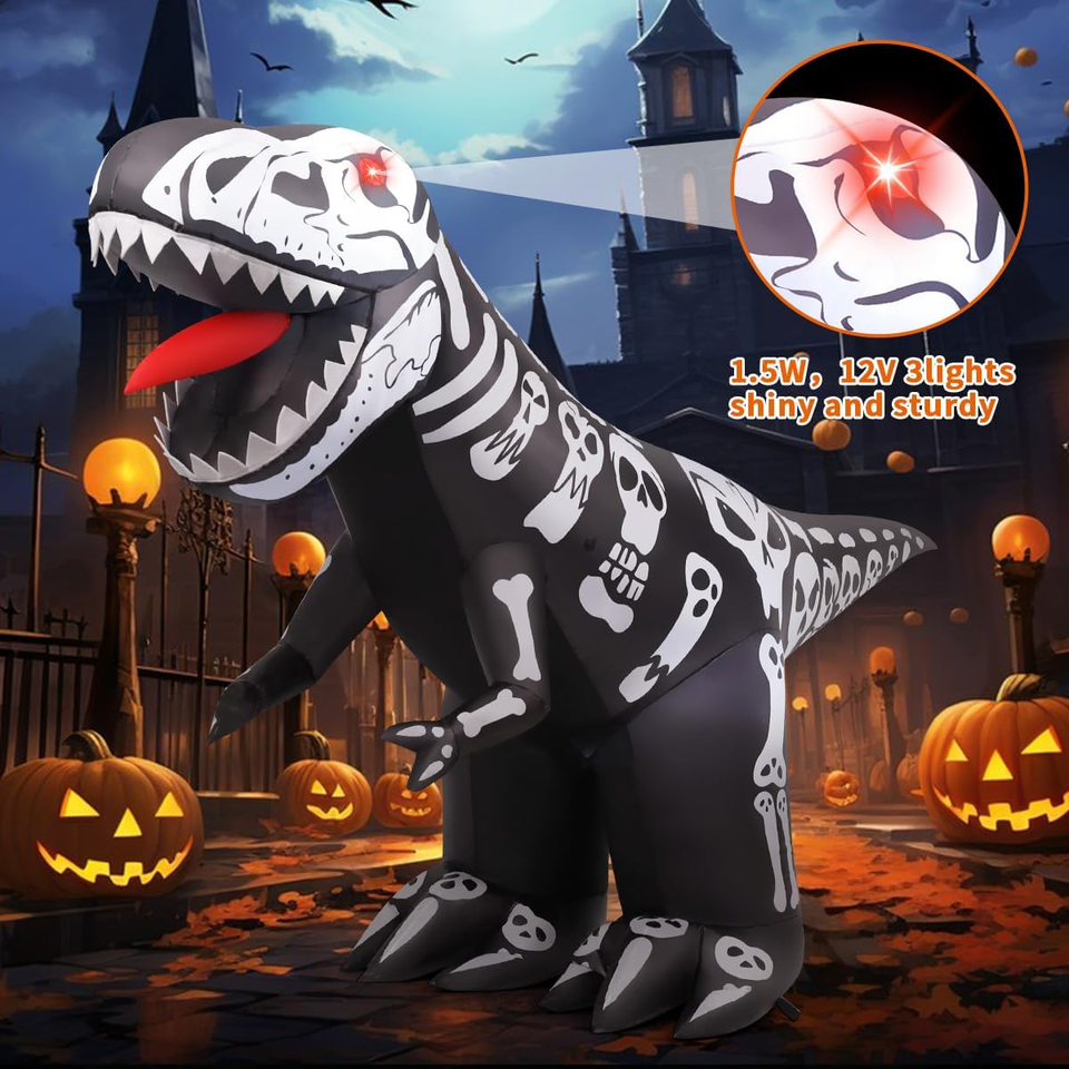 8 FT Long Halloween Inflatables Outdoor Decorations, Blow up Dinosaur ...