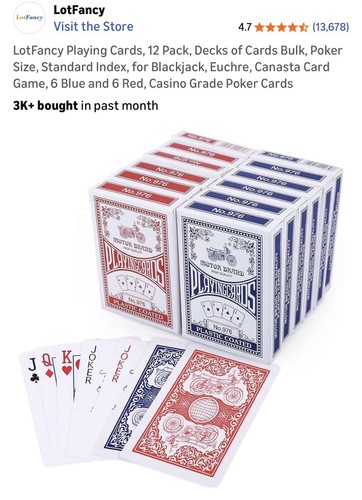 12 Decks JUMBO PLAYING CARDS Poker Index Play Game For Blackjack ...
