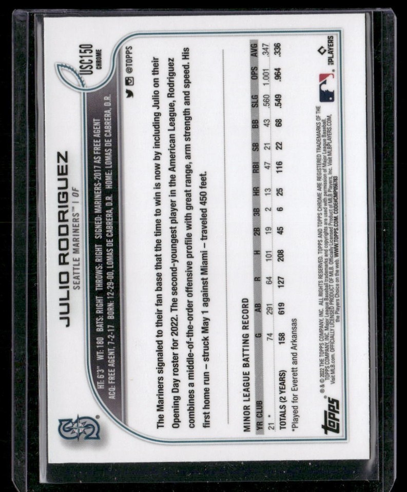 2022 Topps Chrome Update #USC150 Julio Rodriguez | eBay
