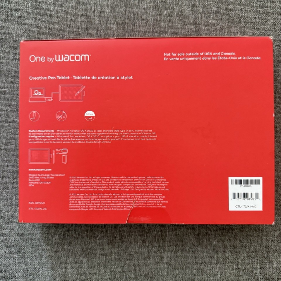 One By Wacom Creative Pen Tablet CTL-472/K1-AX New Open Box | eBay