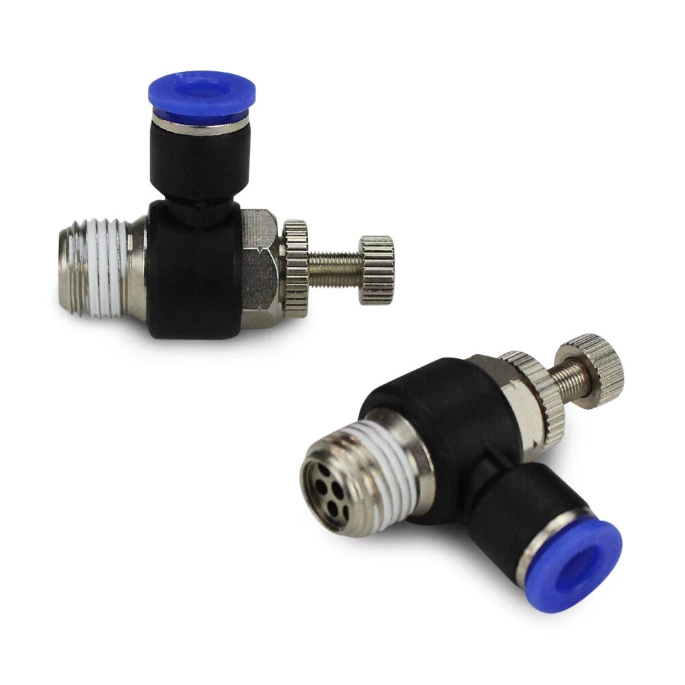 5 Pcs, Air Flow Control Valve Tube OD 6mm X 1/4" NPT Pneumatic Push In ...