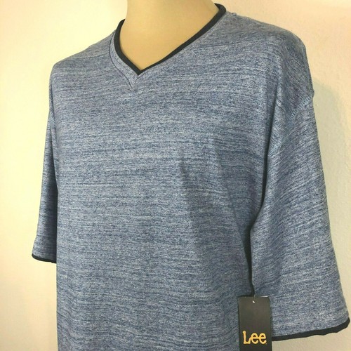 New Men's Big & Tall 2XB Lee Blue V-Neck Short Sleeve T-Shirt | eBay