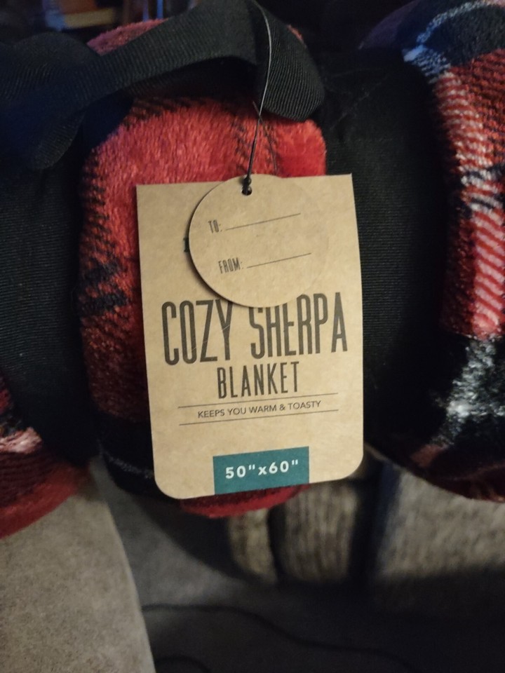 Northeast Outfitters Red Comfy Cozy Cabin Plaid Check Sherpa Blanket 50 ...