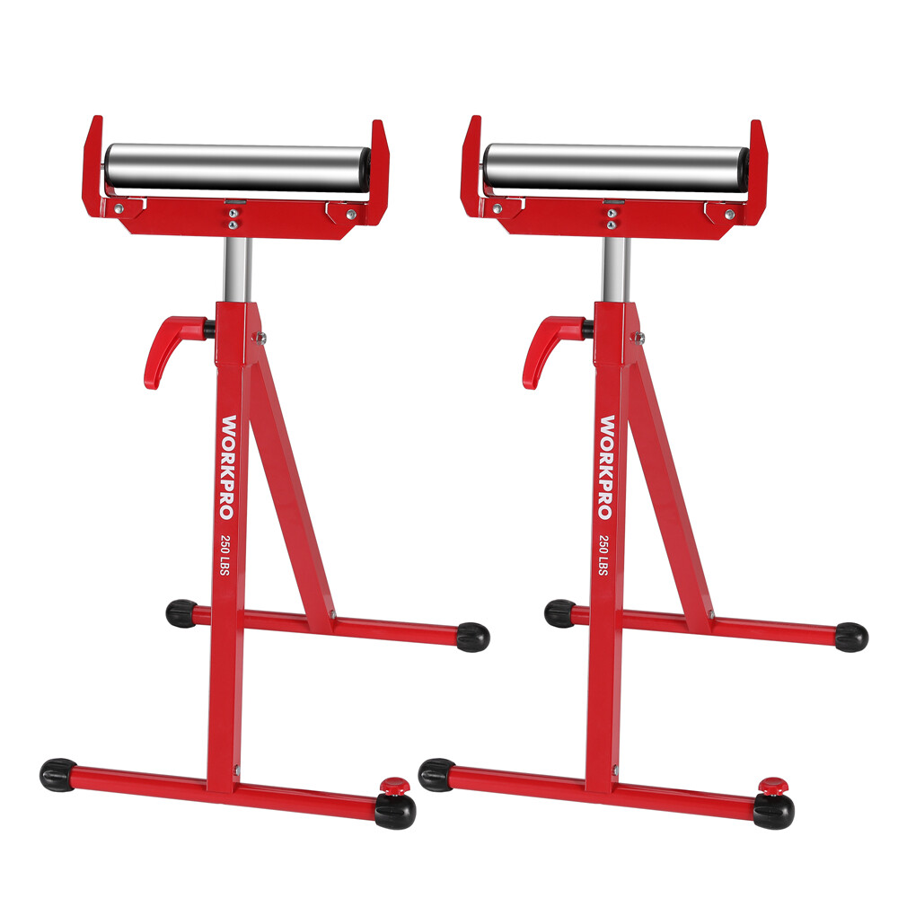 WORKPRO 2-Pack Folding Roller Stand Sawhorse 250 Lbs Load MAX Height ...