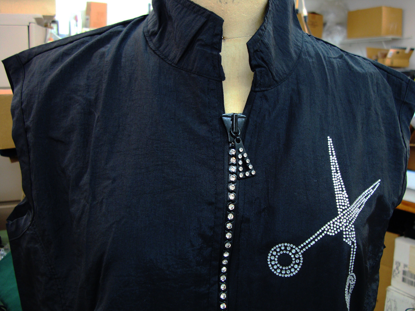 Bling SCISSORS & ZIPPER RHINESTONE, HAIR STYLIST, BARBER,GROOMER VEST ...