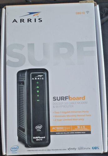 ARRIS Surfboard SBG10 DOCSIS 3.0 Cable Modem & Wi-Fi 5 Router AC1600 ...