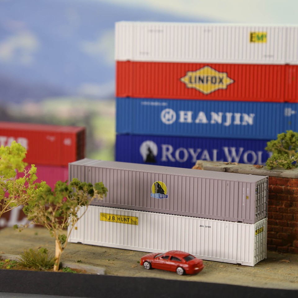 Evemodel 3pcs N Scale 48ft 1:160 Shipping Container 48' Cargo Box with ...
