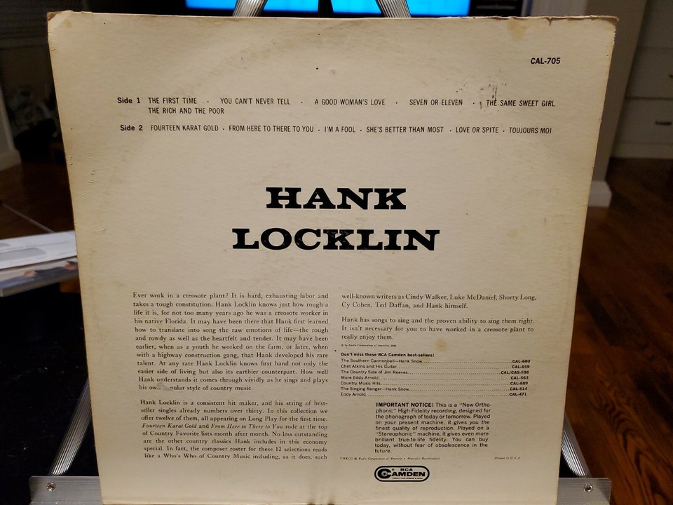 Hank Locklin Hank Locklin RCA Camden 1962 LP | eBay