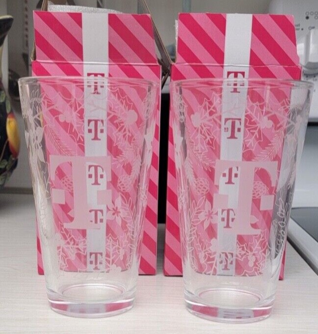New Two (2) T-Mobile Tuesdays Pint Decorative Christmas Holiday Glasses ...