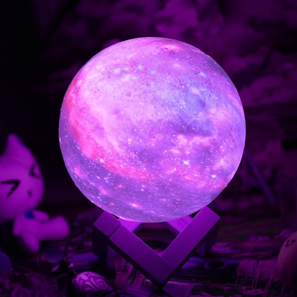 Galaxy Lamp LED 3D Printing Moon Light 5.9 inch16 color, Remote & Touch ...