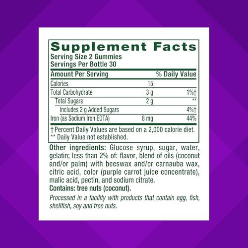 Vitafusion Iron Gummy Vitamin Supplement, Supports Red Blood Cell ...