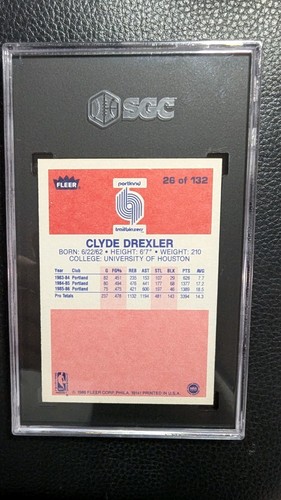1986 Fleer #26 Clyde Drexler Rookie Card RC Portland Trail Blazers SGC ...