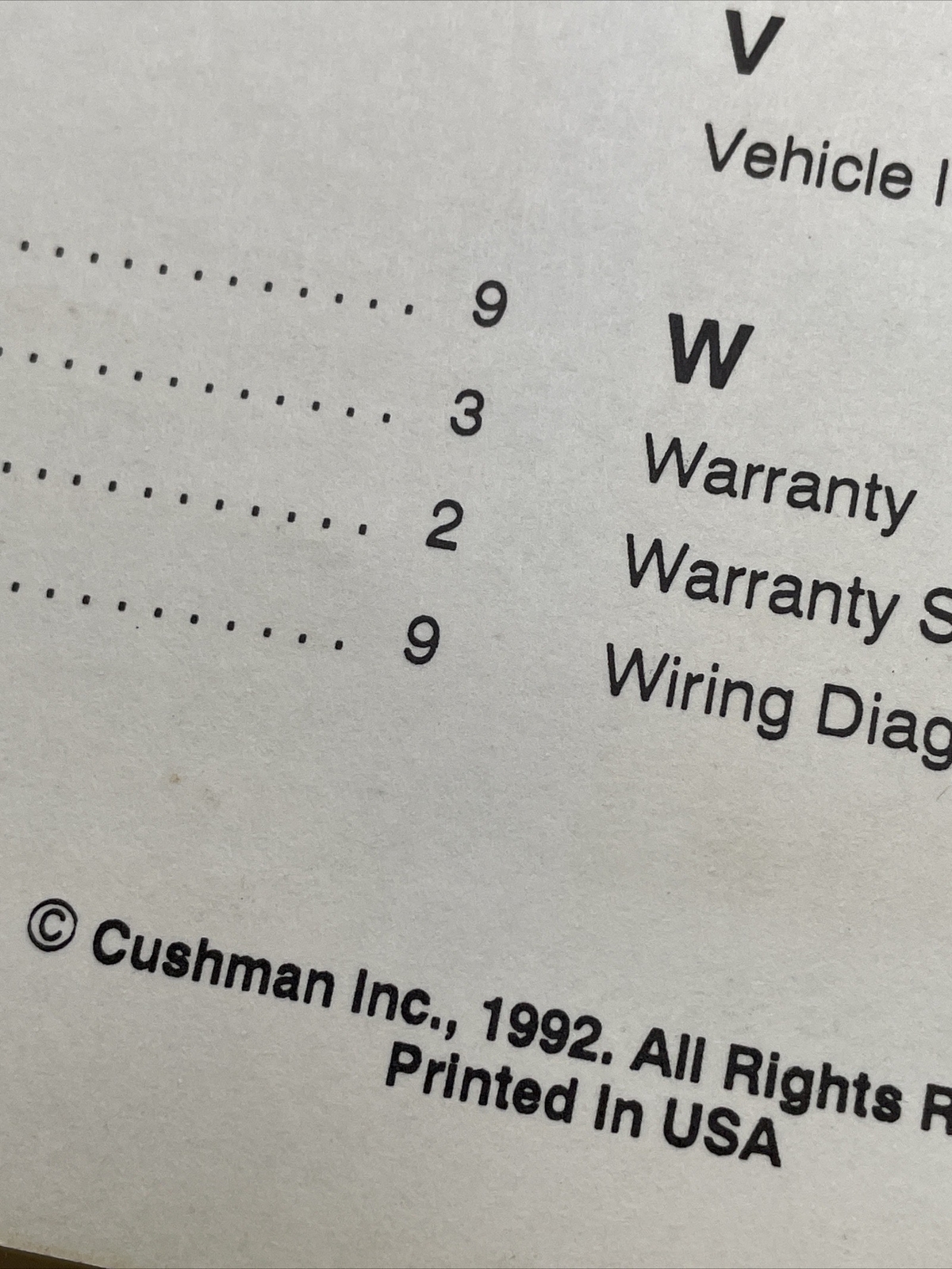 CUSHMAN OPERATORS PARTS LIST MANUAL STOCK CHASER 898360 898361 899360 ...