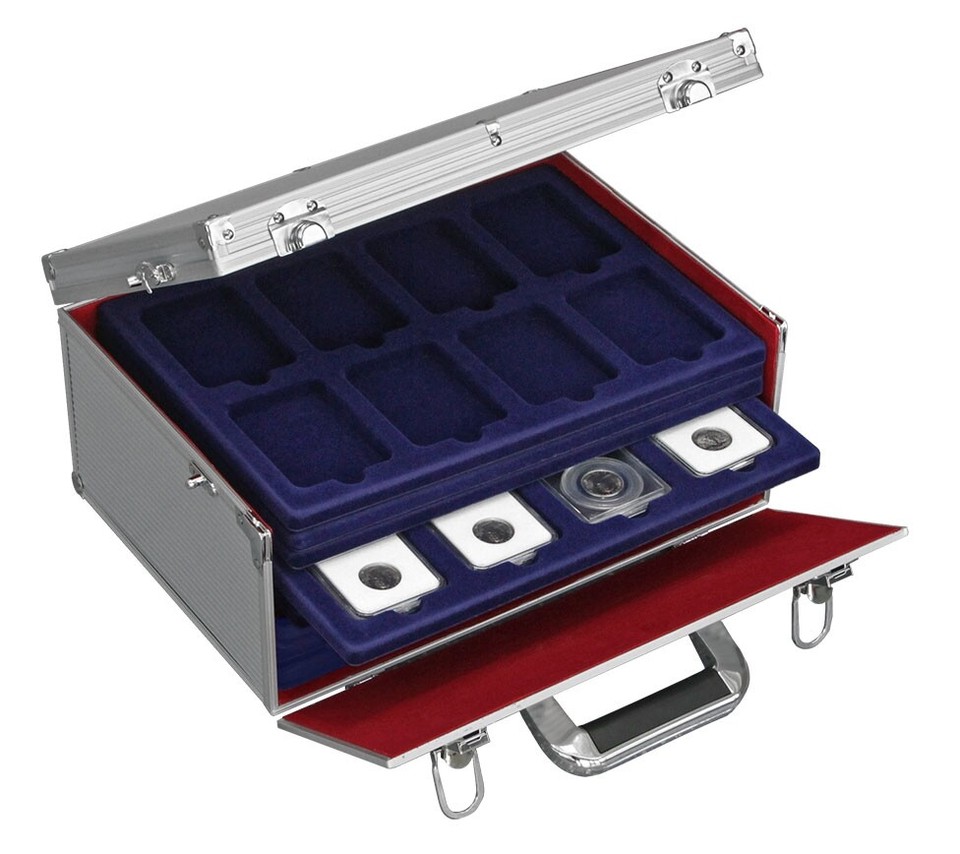ALU Coin Case GIGANT Empty Look & Coin Trays Blue Red Dark Red | eBay