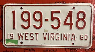 LICENSE PLATES West Virginia 1960 199–548 | eBay