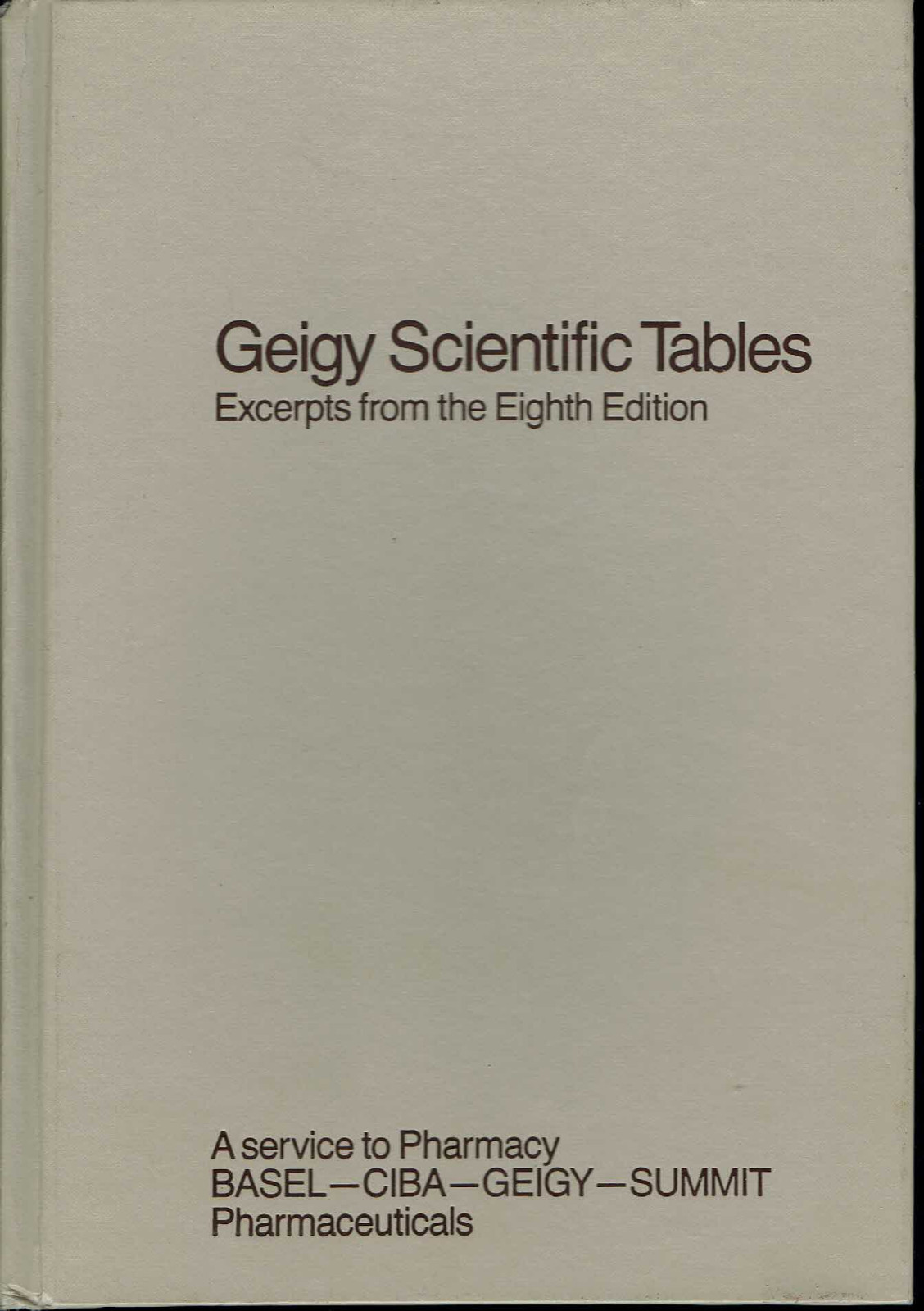 Geigy Scientific Tables Exerpts Eighth Ed Biochemistry 1981 ...