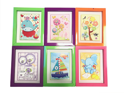 6x 3D Colourful Cute Paper Picture Frame Kids Room Home Wall Decor ...