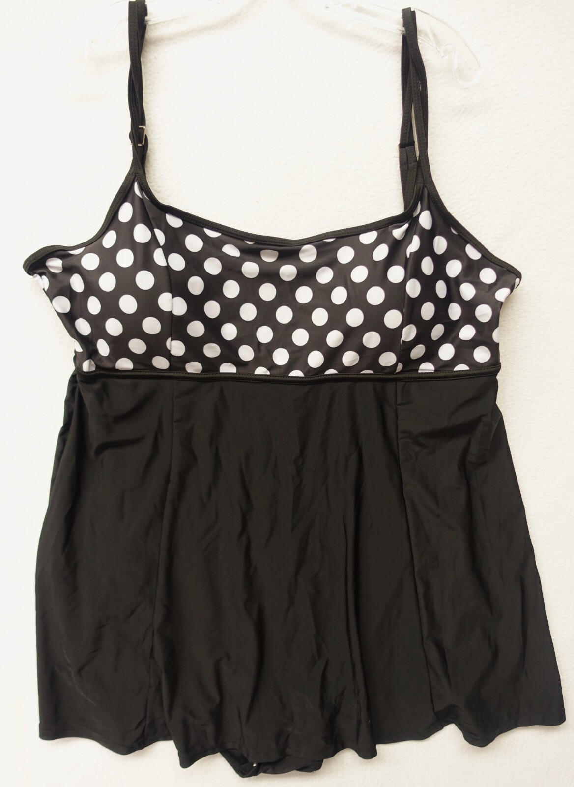 DANIFY~NEW!!~BLACK & WHITE POLKA DOT NYLON BLEND SWIMDRESS PADDED BRA ...
