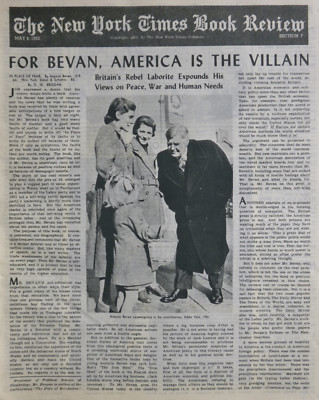 BEVAN IN PLACE OF FEAR EDDW VALE BROGAN 1952 May 4 NY Times Book Review ...