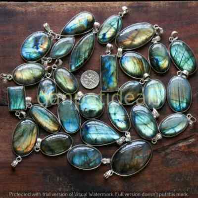 Labradorite Gemstone Pendant 925 Silver Plated Wholesale 5pcs Jewelry ...