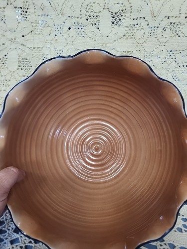 Design Pac Inc. Pottery 10.5" Ruffled Bowl 5.25" Deep Colbolt Blue ...