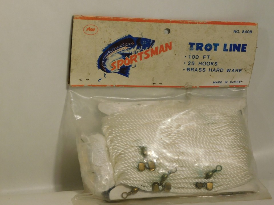 Vintage Star Sportsman Trot Line 100 W/ 25 Hooks Brass Hardware | eBay