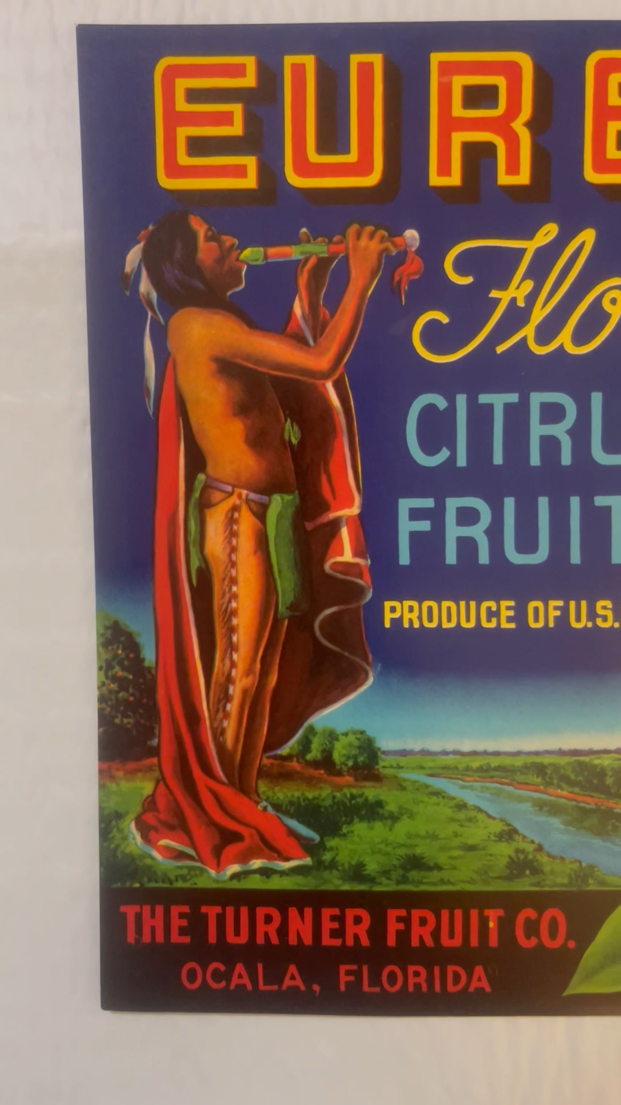 Antique Vintage 1930s Eureka Crate Label, Ocala, FL, 🎶 Native American ...