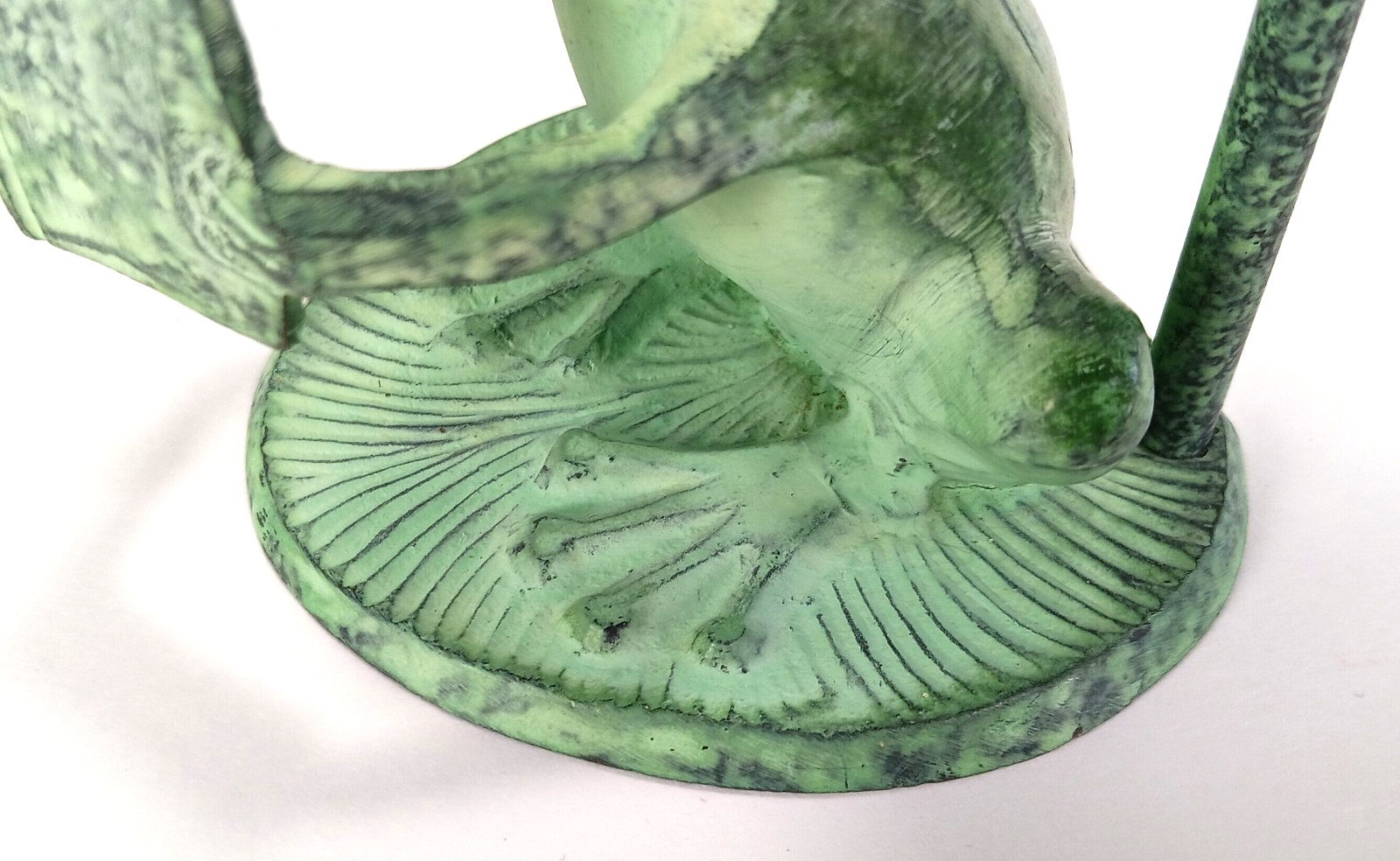 Verdigris Reading Frog Candle Stick Holder Light Green Patina on Lily ...