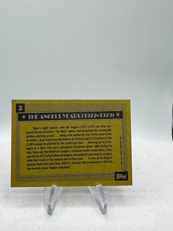 1990 Topps 3 Nolan Ryan California Angels 5000 K Baseball Card | eBay