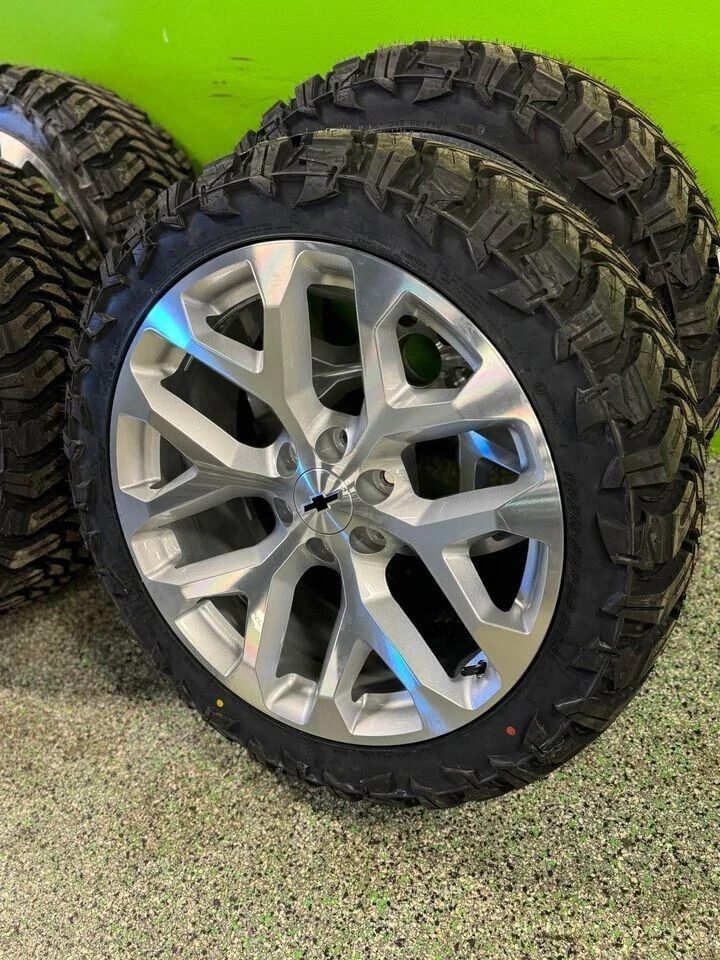 22" SNOWFLAKE WHEELS RIMS 2854522 MT TIRES CHEVY GMC RST TAHOE SIERRA ...