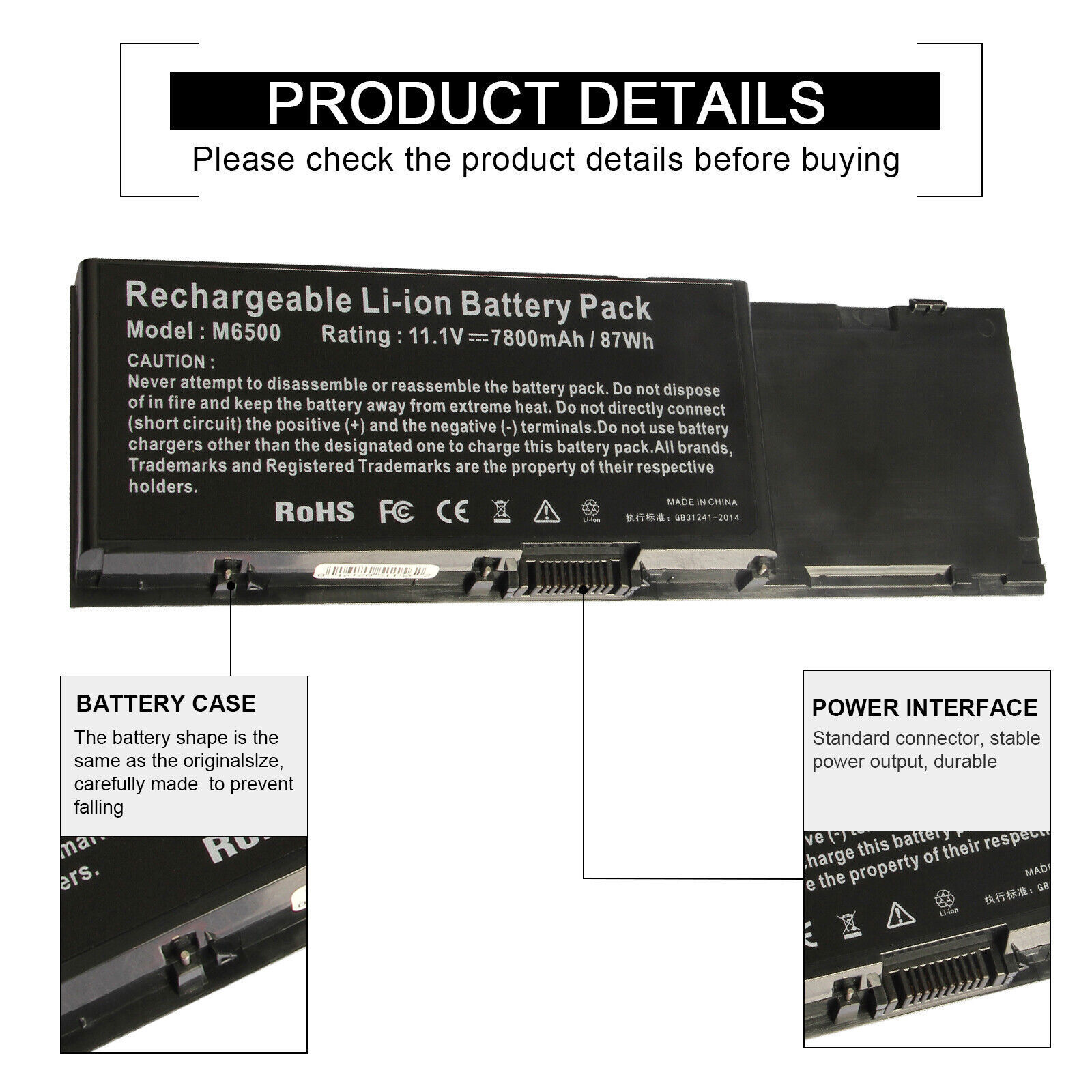 8M039 Battery for Dell Precision M2400 M4400 M6400 M6500 C565C 03M190 9 ...