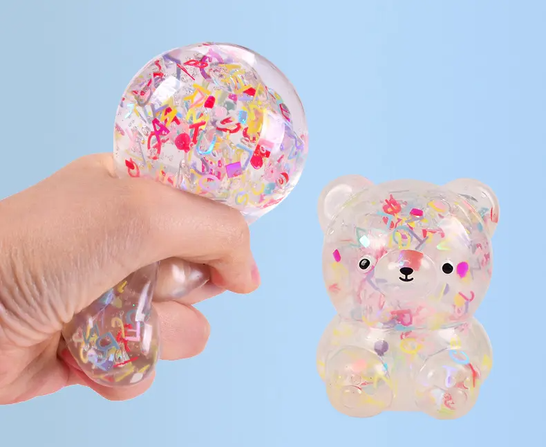 1 Dozen Glitter Teddy Bear Squishy Fidget Toy Stress Relief Relax ...