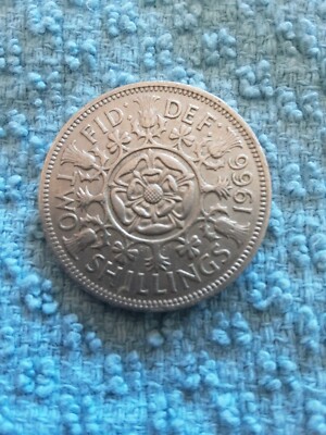 1966 UK Two Shillings Coin Queen Elizabeth II Great Britain England ...